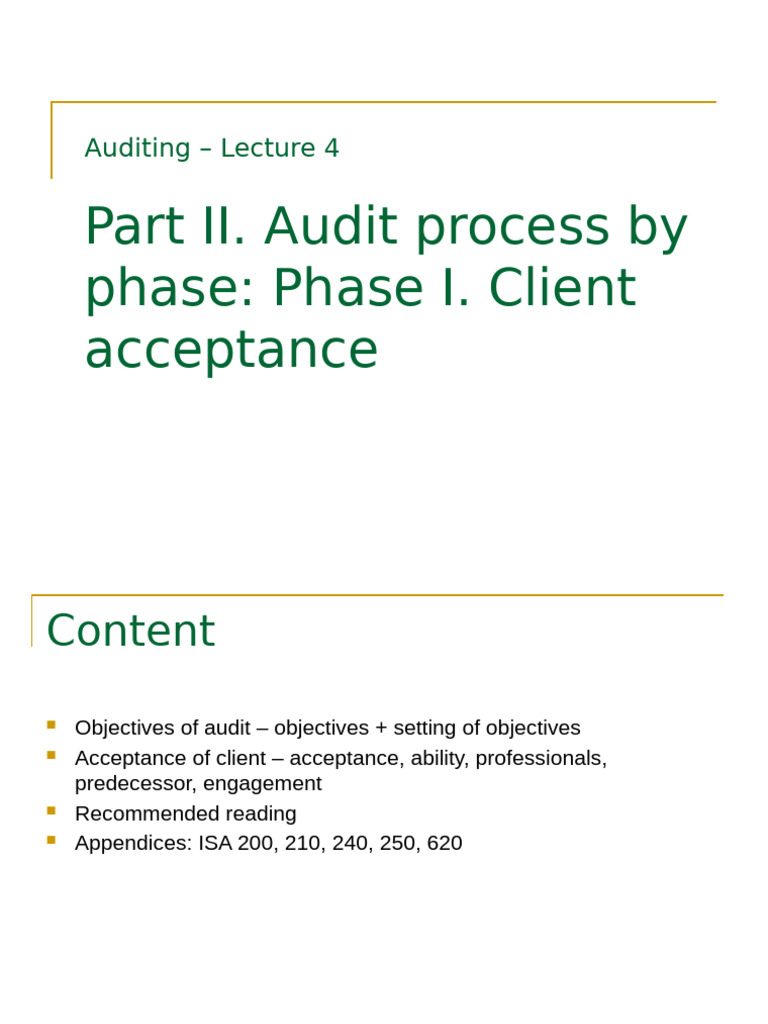 By Phase - Acceptance | PDF | Audit | Auditor's Report