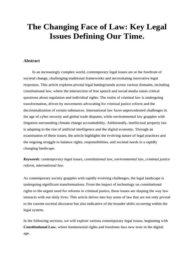 Key Legal Issues Shaping Society Today | PDF | Environmental Law ...
