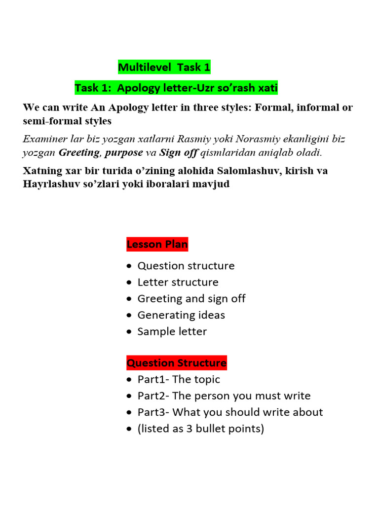 Apology Letter Writing Guide | PDF