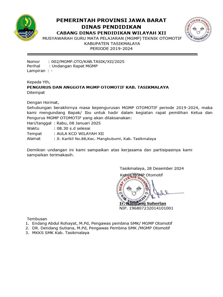 SURAT Undangan MGMP-1 | PDF