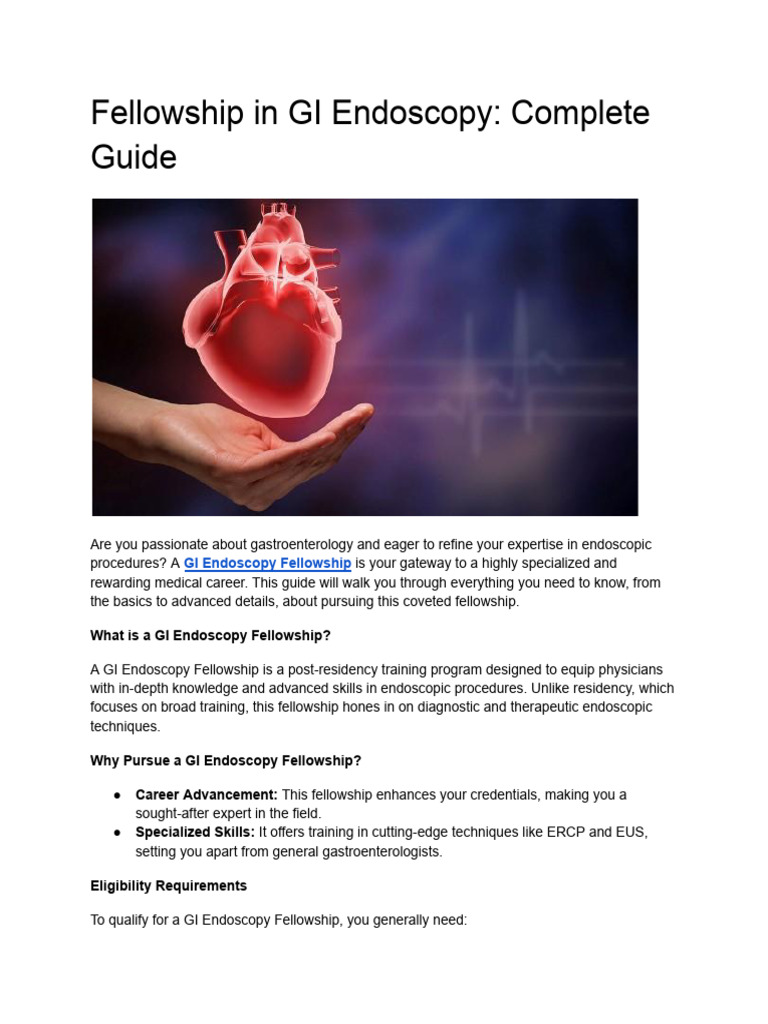 Fellowship in GI Endoscopy - Complete Guide | PDF | Gastroenterology ...