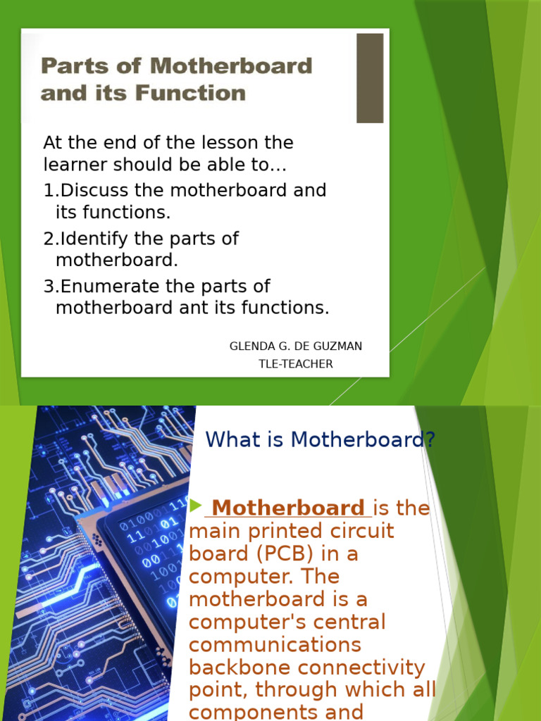 Parts of Motherboard and Its Functions g10 | PDF
