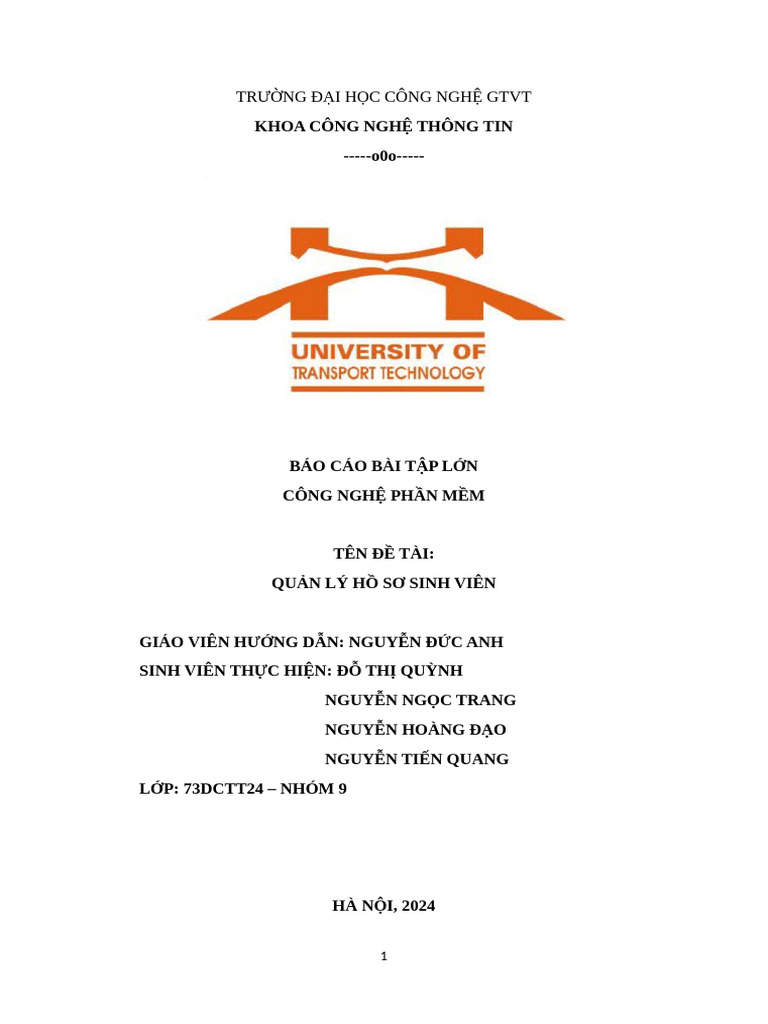 CNPM - Nhóm 9 - Đ Qu NH Quang Trang Đ o | PDF