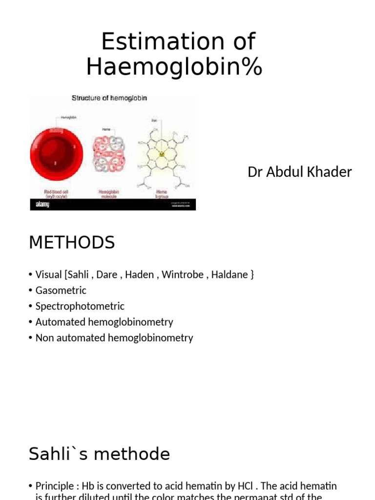 Hemoglobin Estimation Experiment | PDF