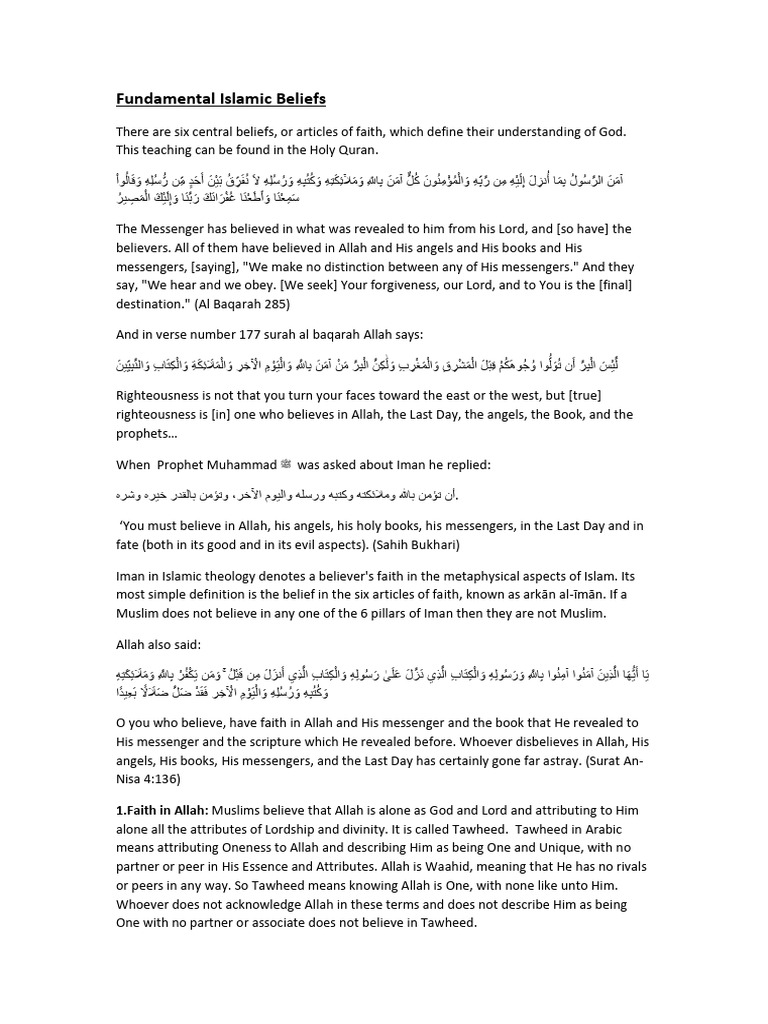 Understanding Islamic Faith Basics | PDF | God In Islam | Prophets And ...