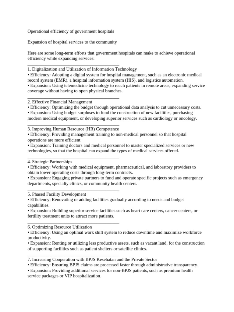 Operational Efficiency of Government Hospitals | PDF | Efficient Energy ...