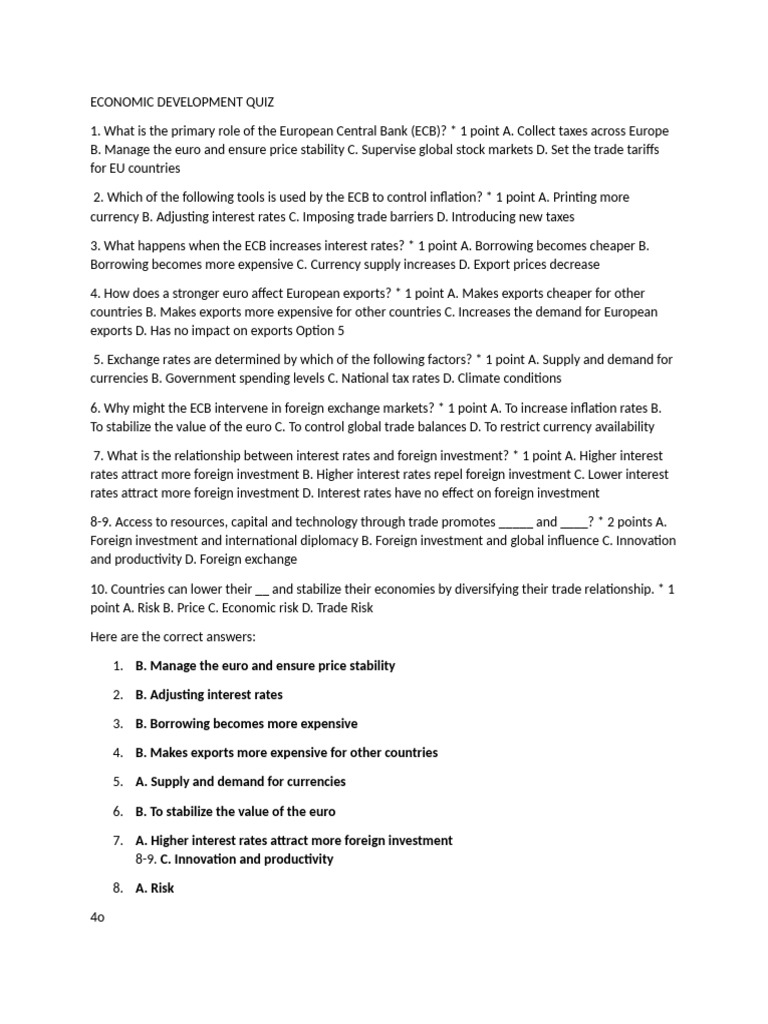 Economic Development Quiz | PDF