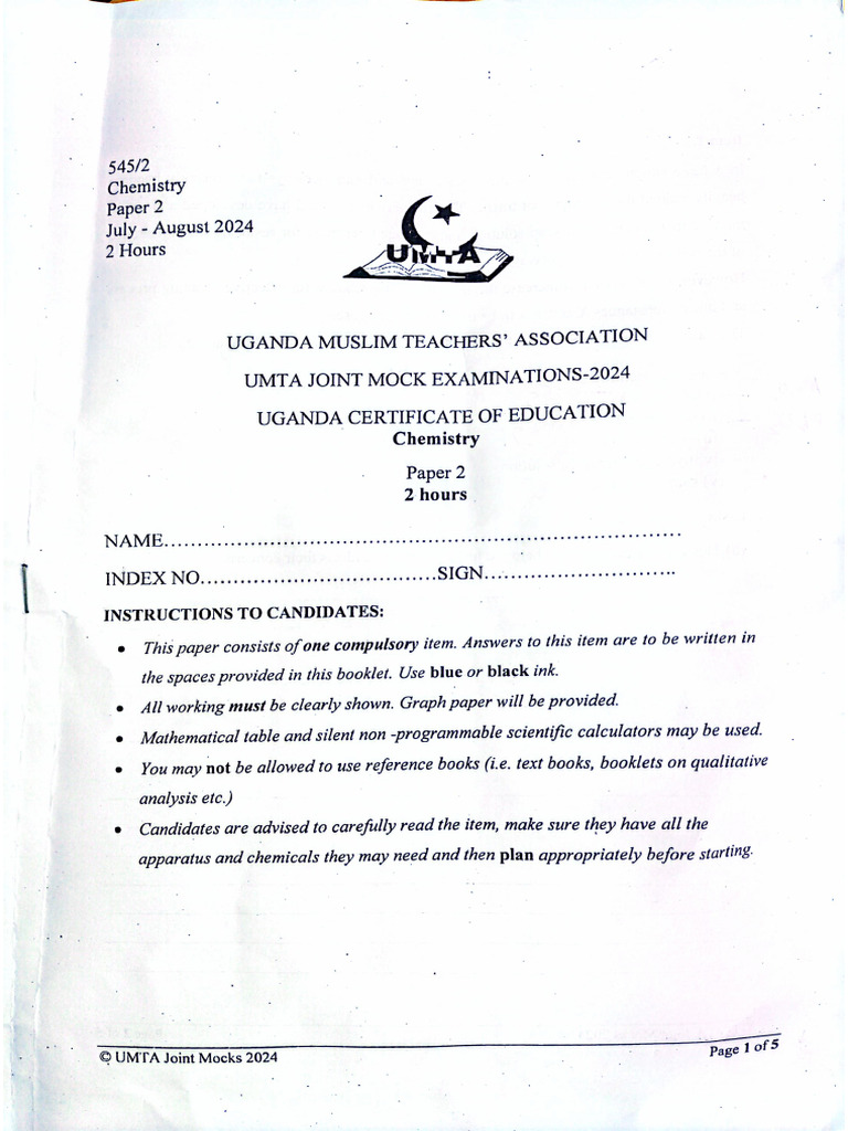 CHEM 2 UMTA 2024 | PDF