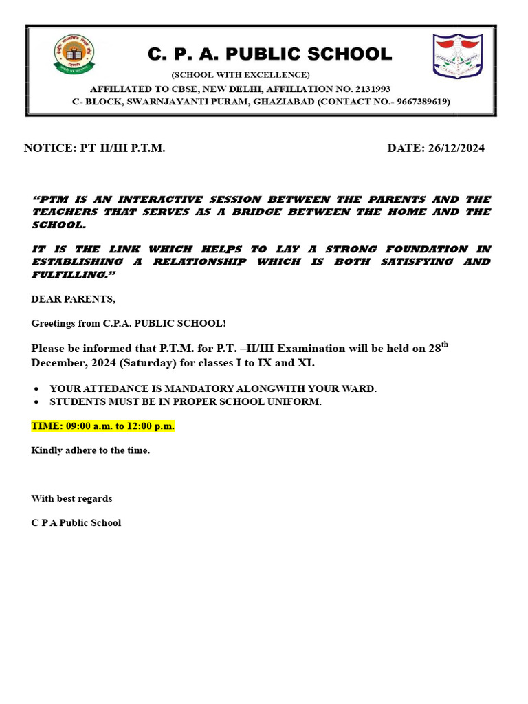 Ptm Notice Pt III | PDF