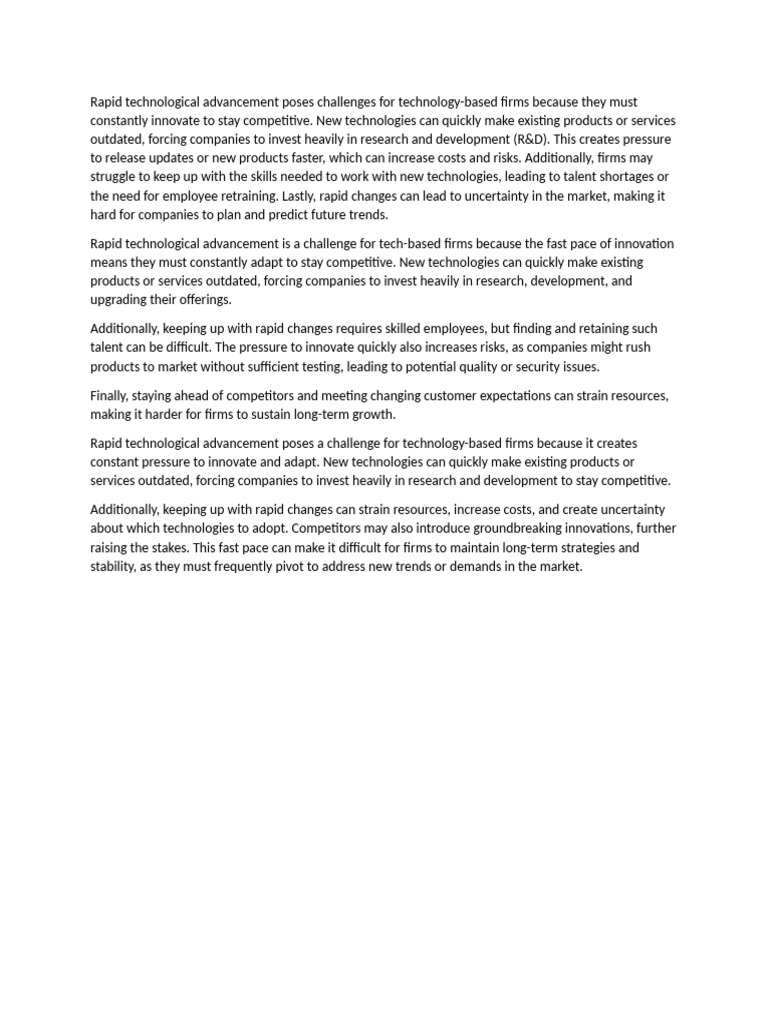 Rapid Technological Advancement Poses Challenges For Technology | PDF