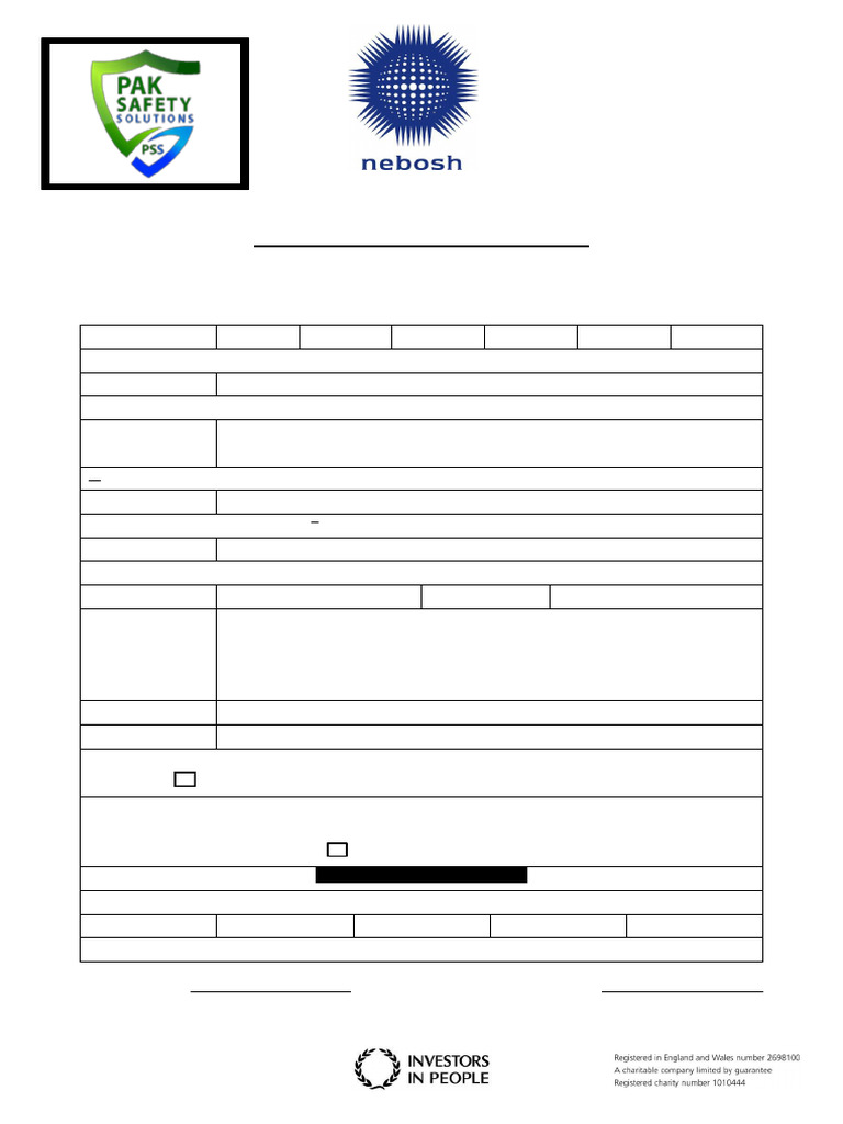 NEBOSH Learner Registration Form | PDF | Identity Document | Government ...