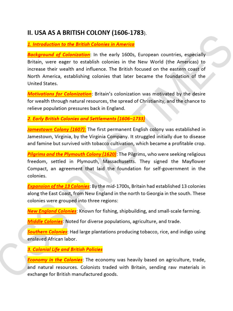 British Colonization of America (1606-1783) | PDF | Thirteen Colonies ...