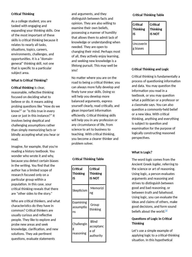 Critical Thinking Skills and Inferences | PDF | Critical Thinking | Thought