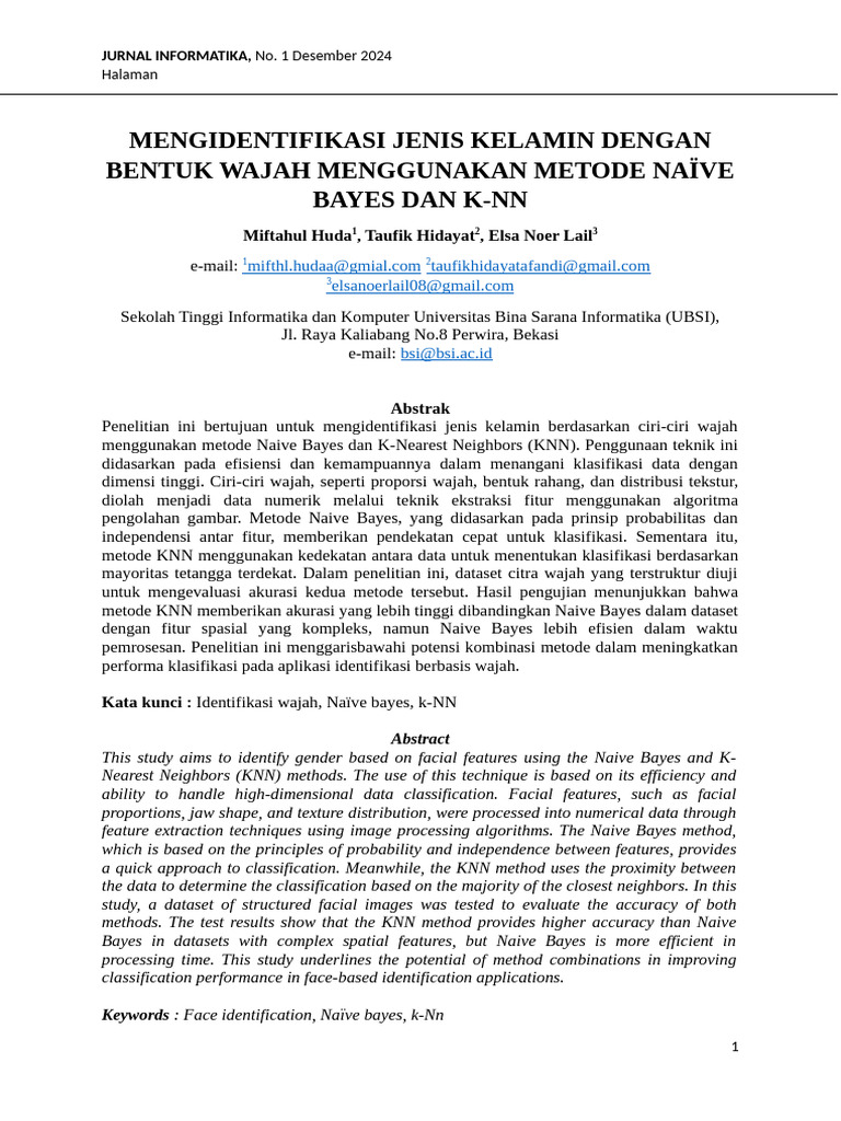 Identifikasi Gender dengan AI | PDF
