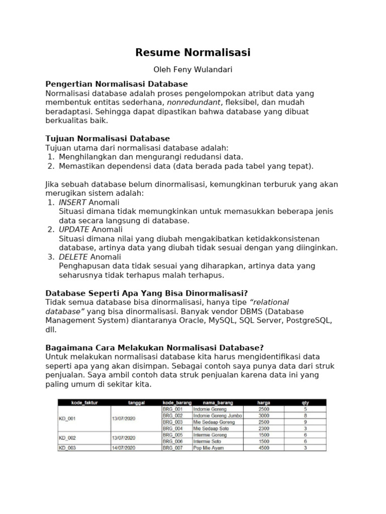 Resume Normalisasi & contohnya | PDF