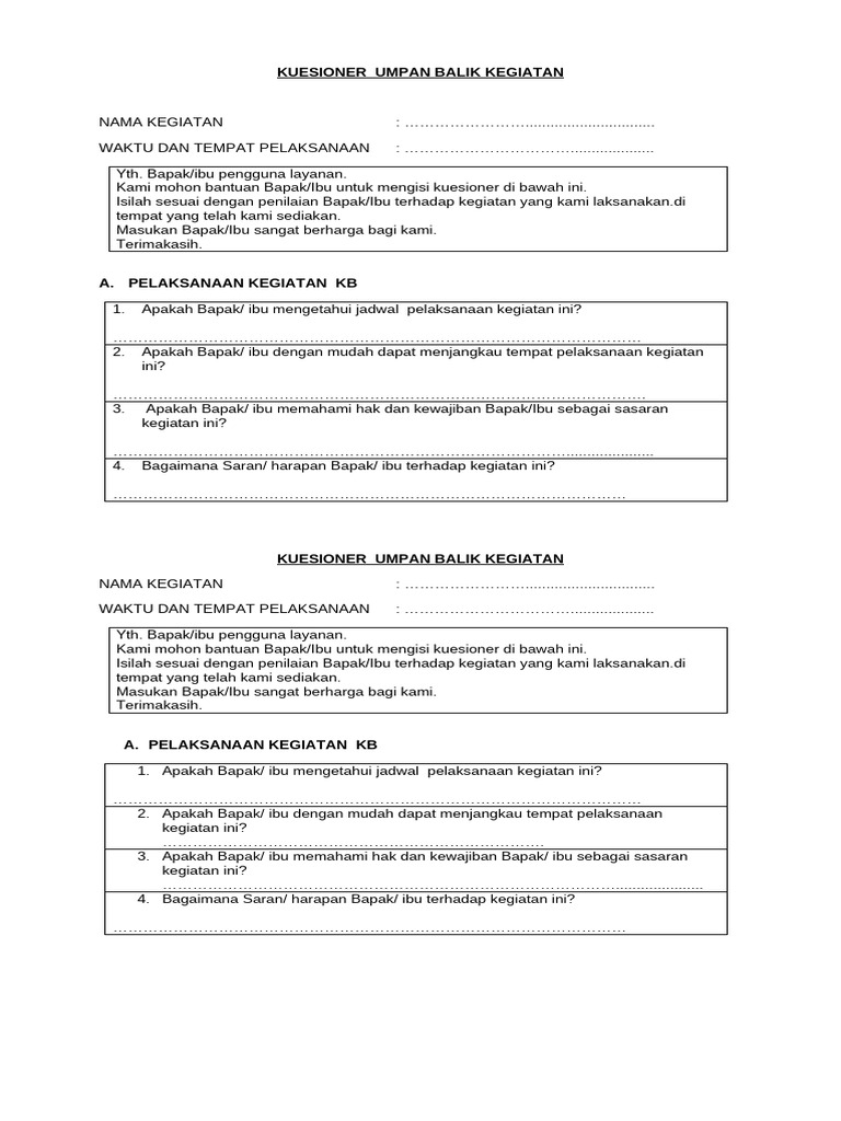2022 Umpan Balik Kegiatan Ukm | PDF