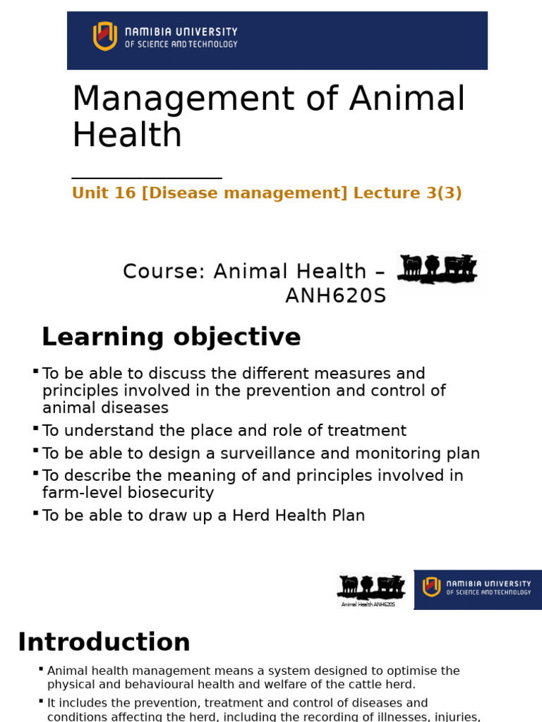 Unit 16 L3 Management of Animal Diseases | PDF | Infection ...