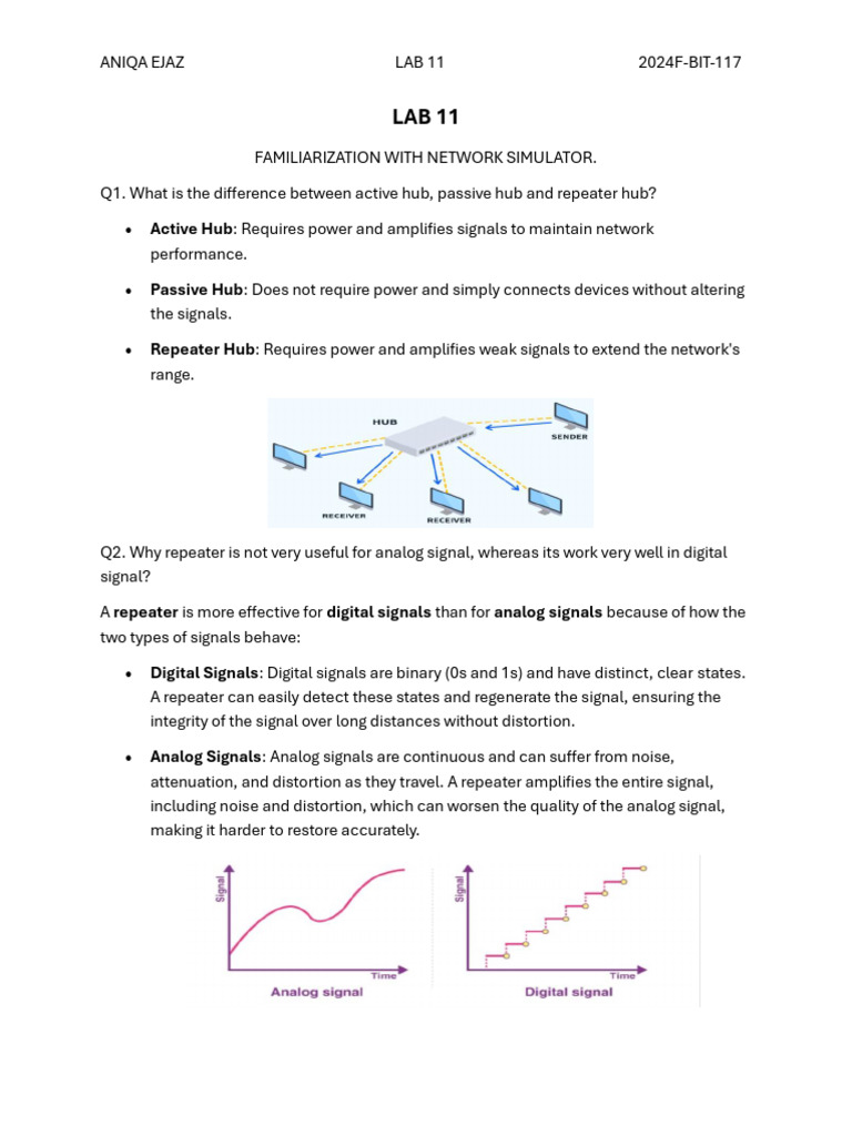 LAB 11 ANIQA | PDF | Computer Network | Network Switch