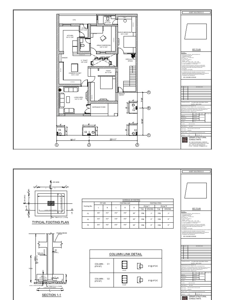 RCC Plan For Foundation Level - Amit Mathur Ji | PDF | Column | Bedroom