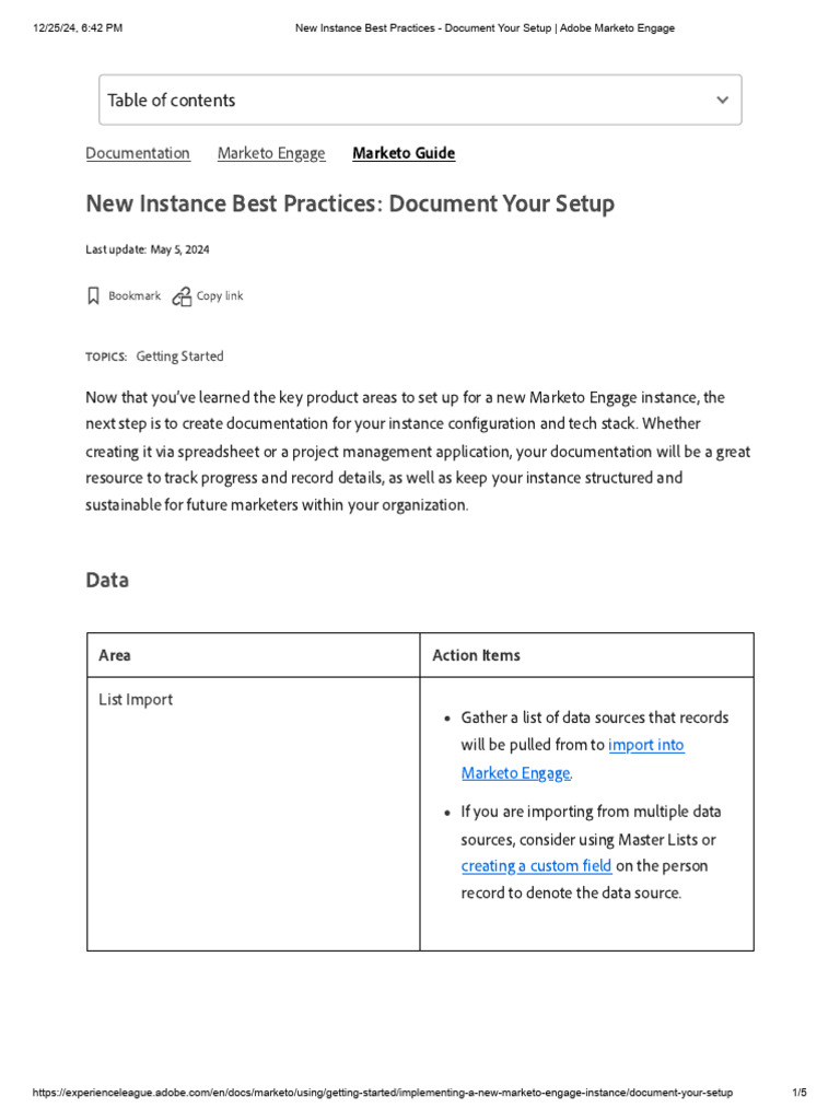 New Instance Best Practices - Document Your Setup _ Adobe Marketo ...