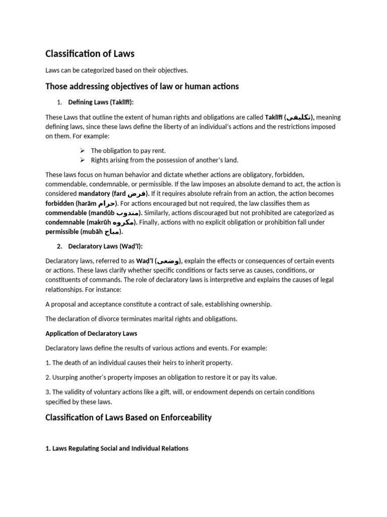 Classification of Law (1) | PDF | Sharia | Quran