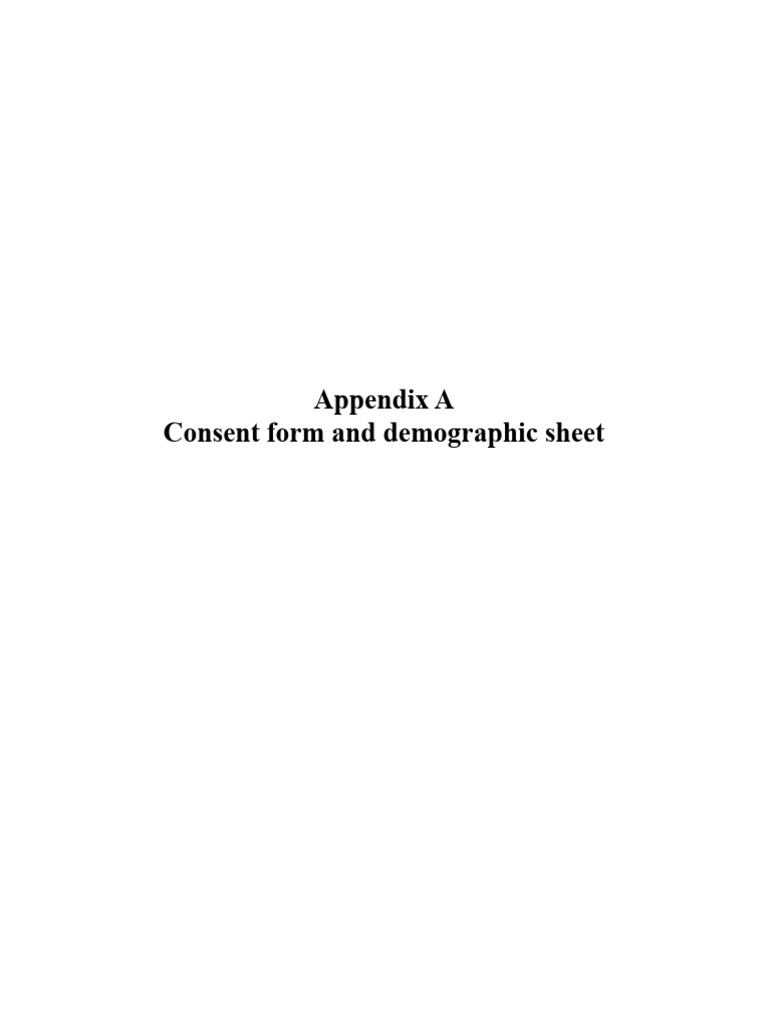 Appendix A Consent Form and Demographic Sheet | PDF