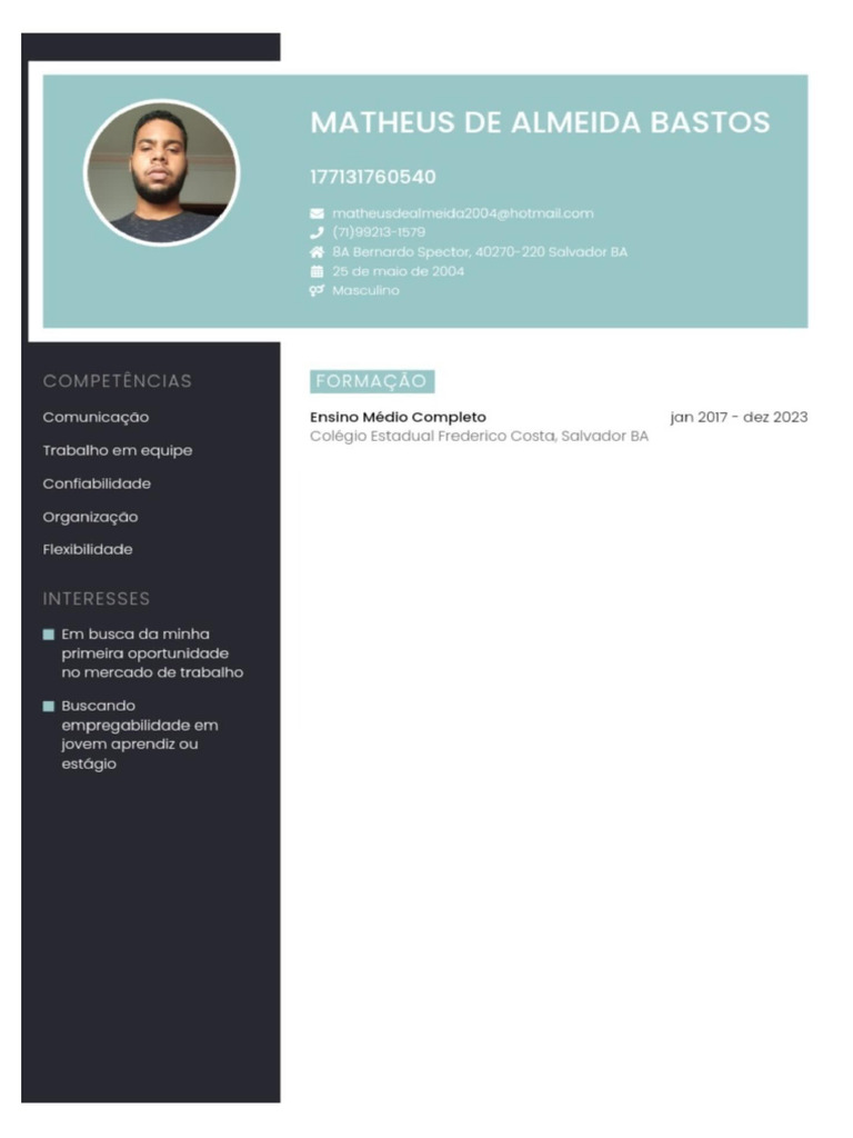 Currículo de Matheus de Almeida Bastos | PDF