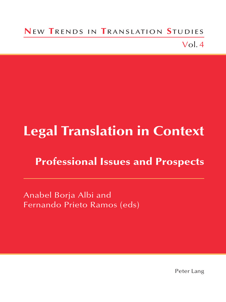 Legal Translation in Context Professional Issues and Prospects (New ...