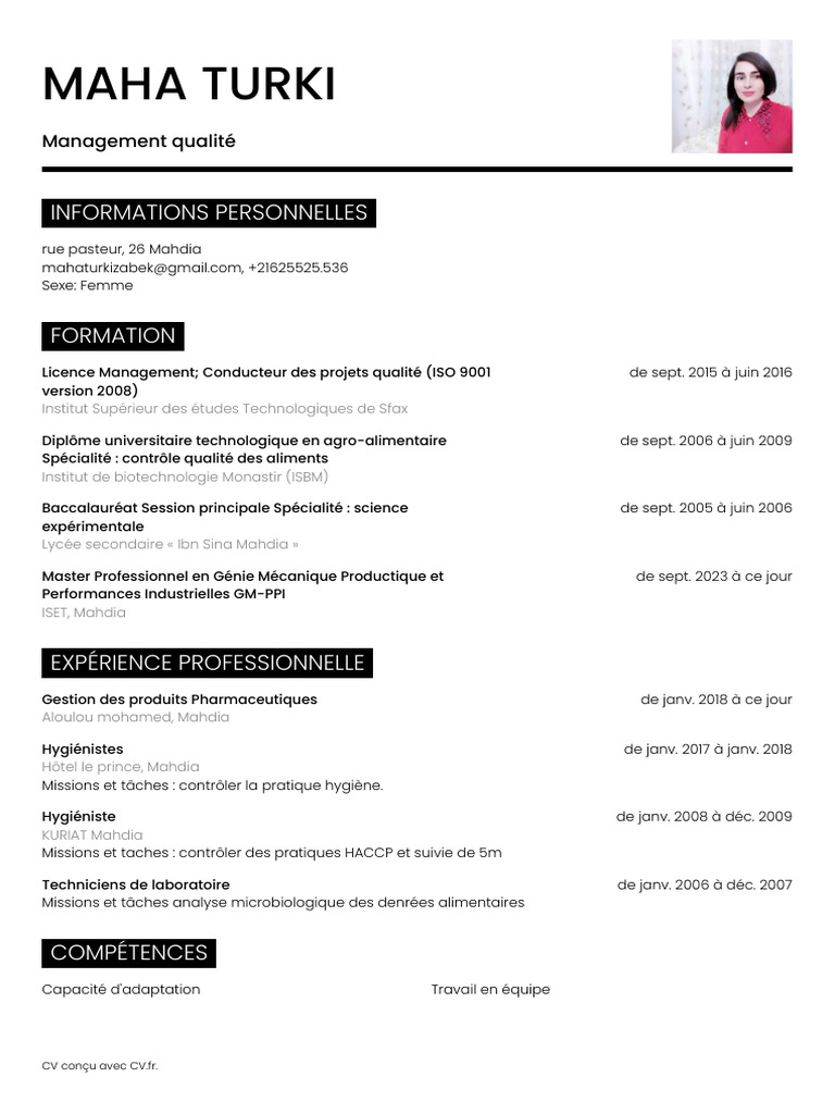 Profil de Maha Turki en Management Qualité | PDF