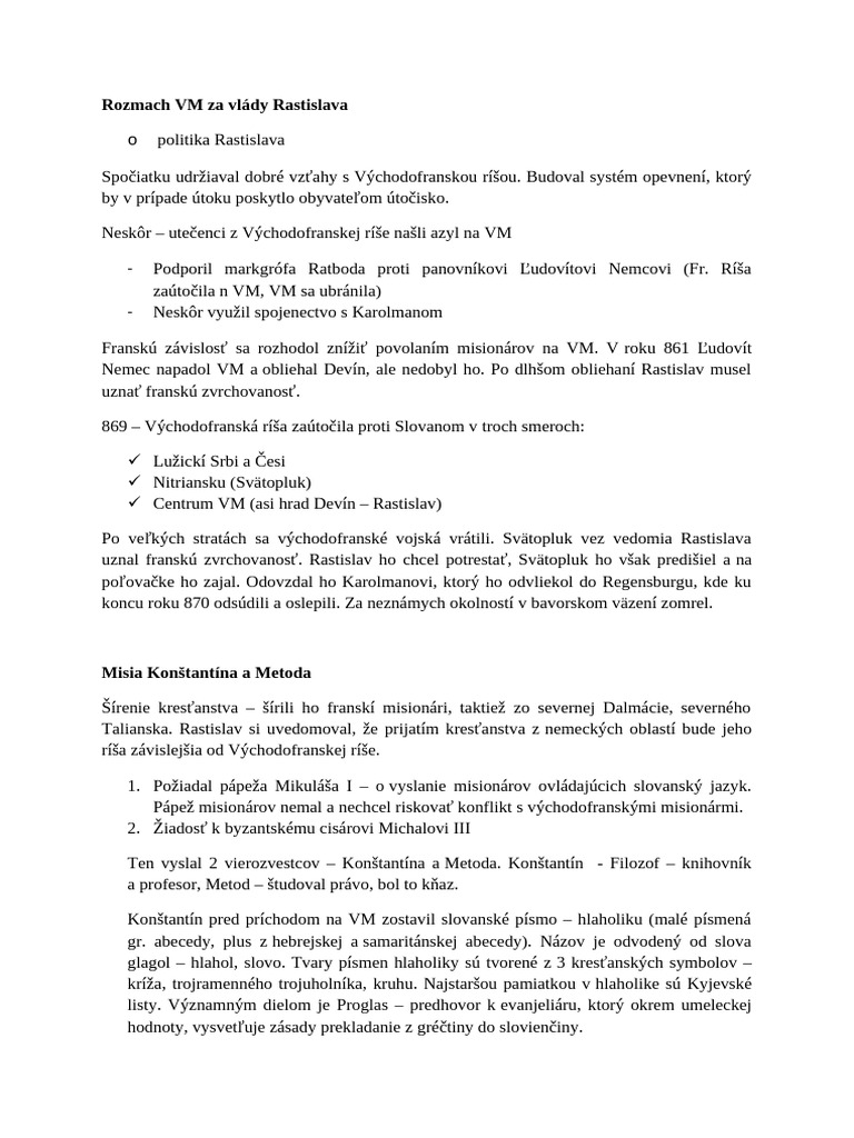 Rozmach VM Za Vlády Rastislava | PDF