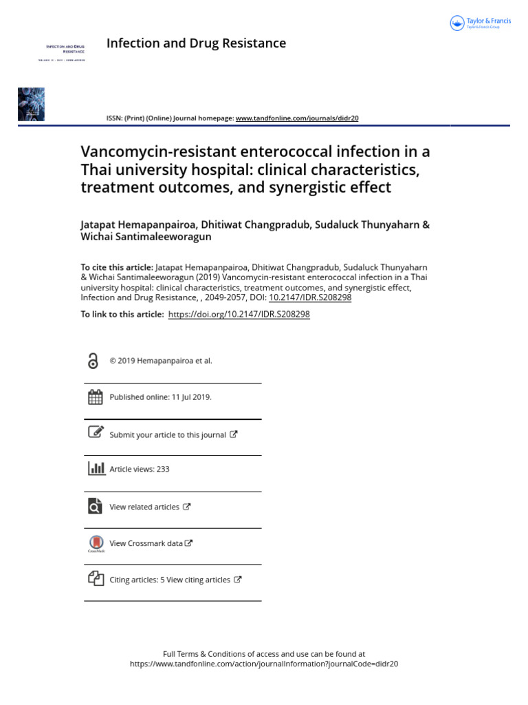 Vancomycin-Resistant Enterococcal Infection in A Thai University ...