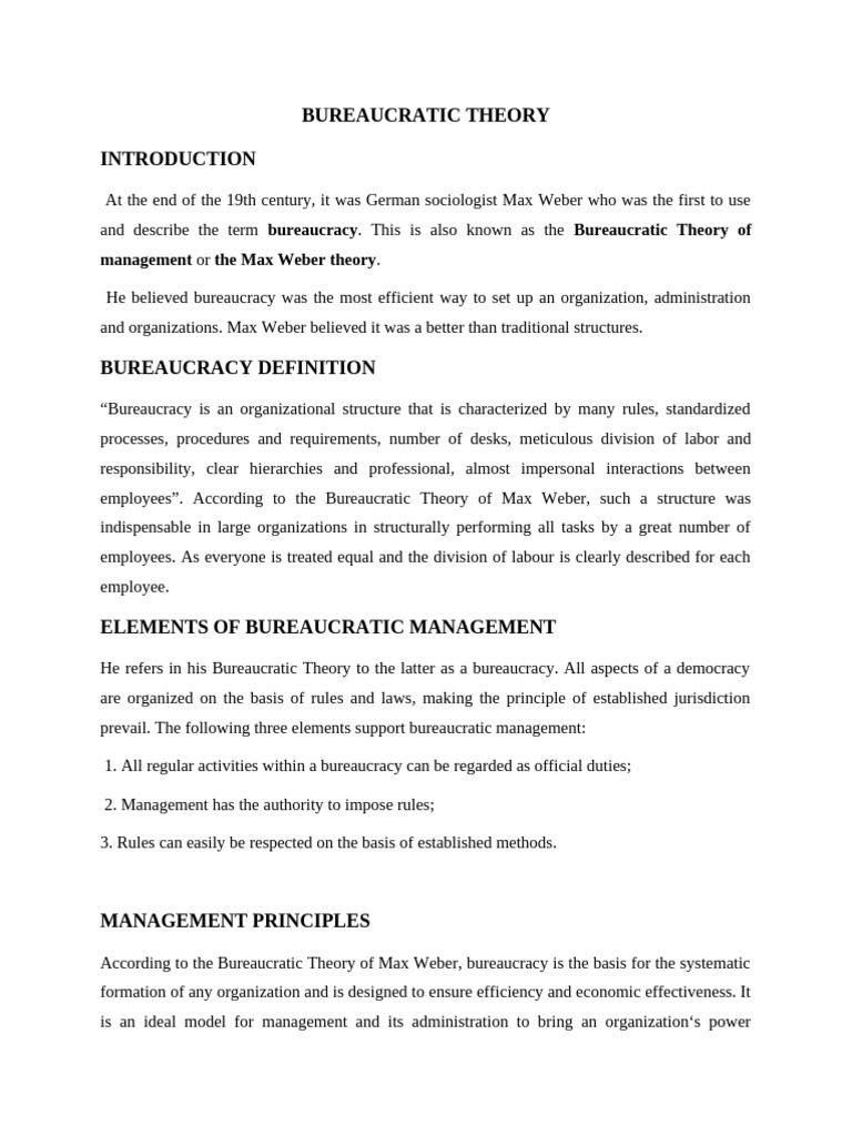 BUREAUCRATIC THEORY | PDF | Bureaucracy | Employment