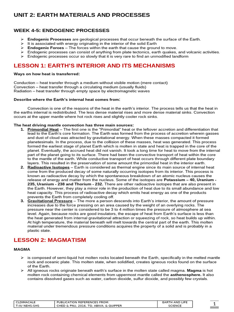 Week 4 6 1st Quarter Earth and Life Science | PDF | Magma | Fault (Geology)