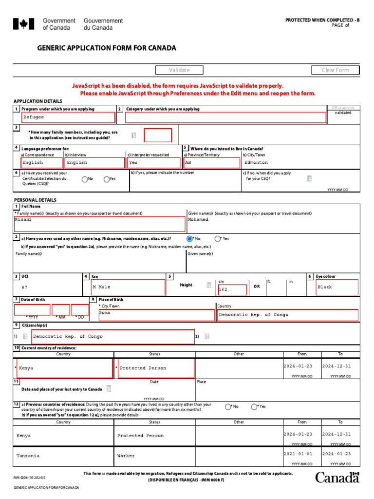 IMM 0008 E - Generic Application Form For Canada - Imm0008enu - 5d ...