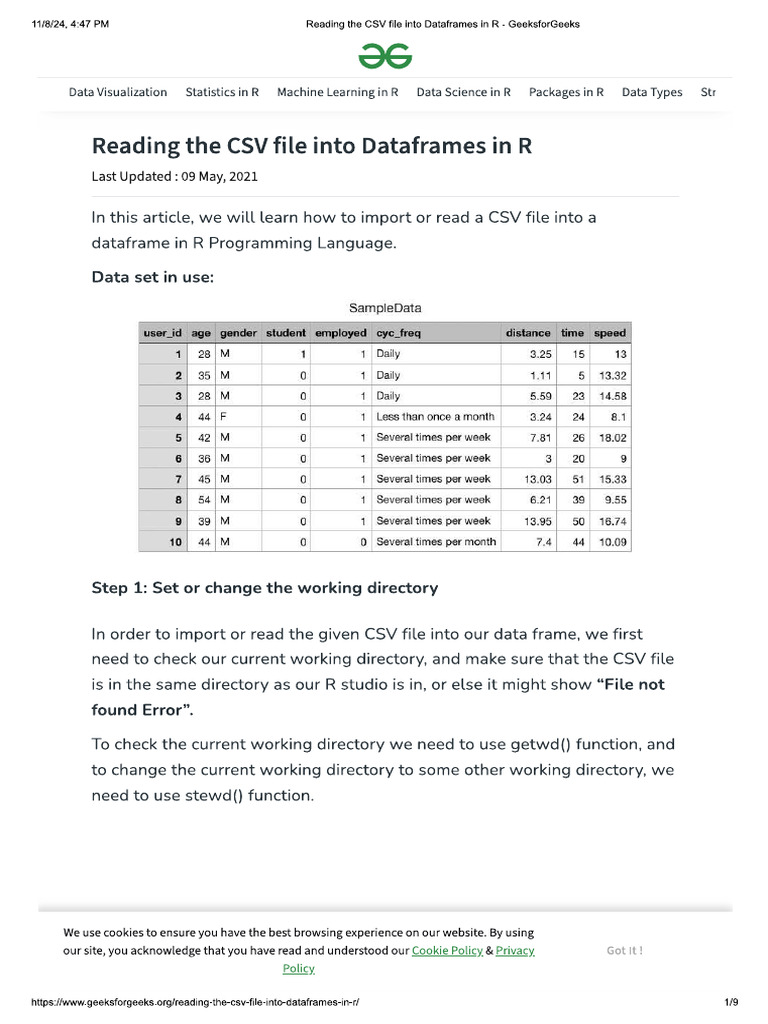 Reading The Csv File Into Dataframes In R Pdf