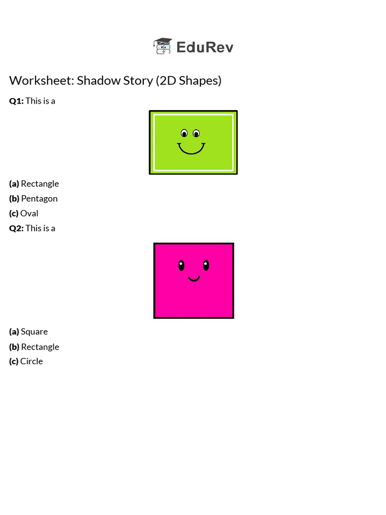 Worksheet_ Shadow Story (2D Shapes) - Worksheets With Solutions for Class 2 PDF Download | PDF