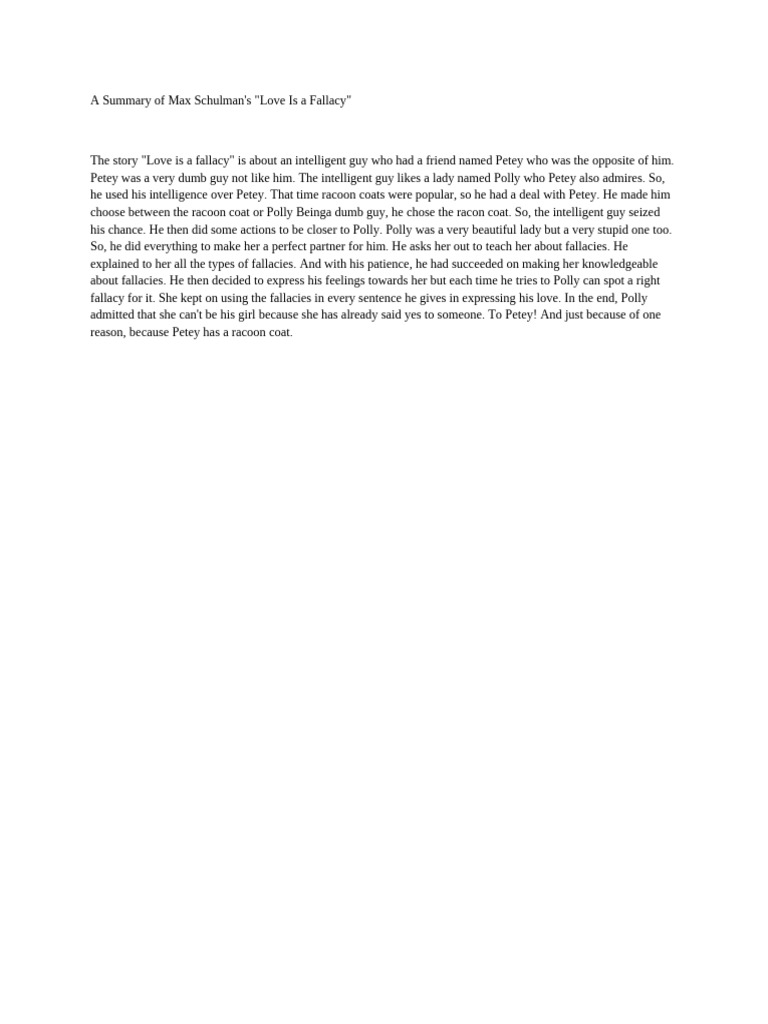 Summary of "Love Is a Fallacy" | PDF