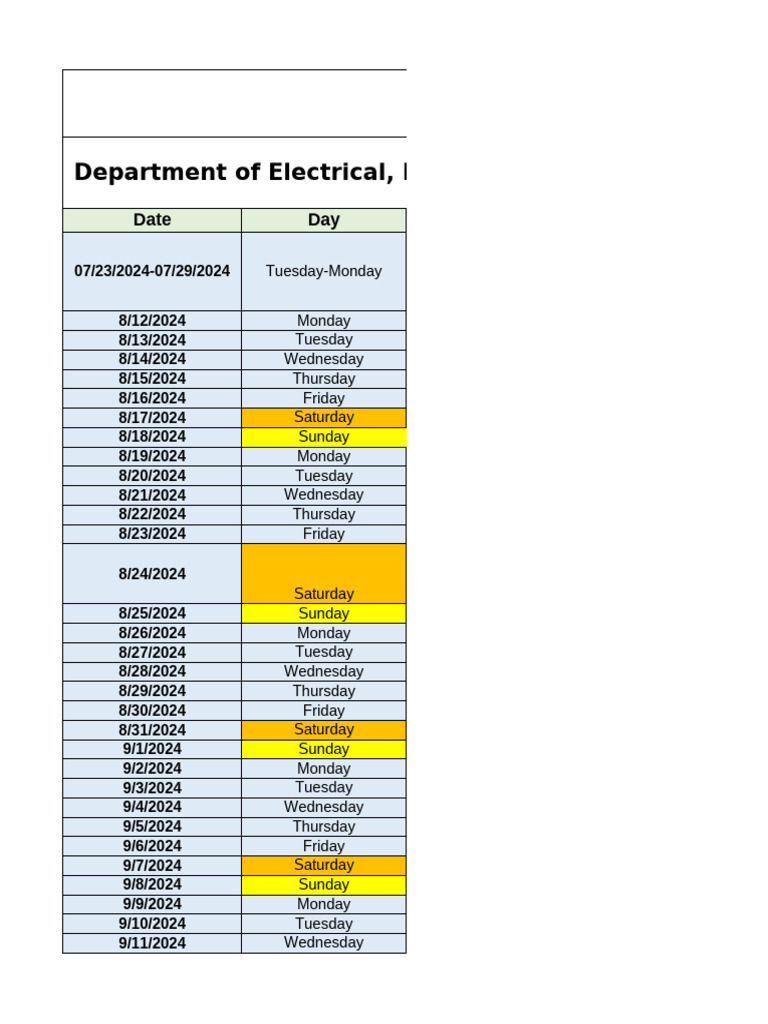 Academic Calendar of Events - 2024-25 DEECE | PDF | Engineering