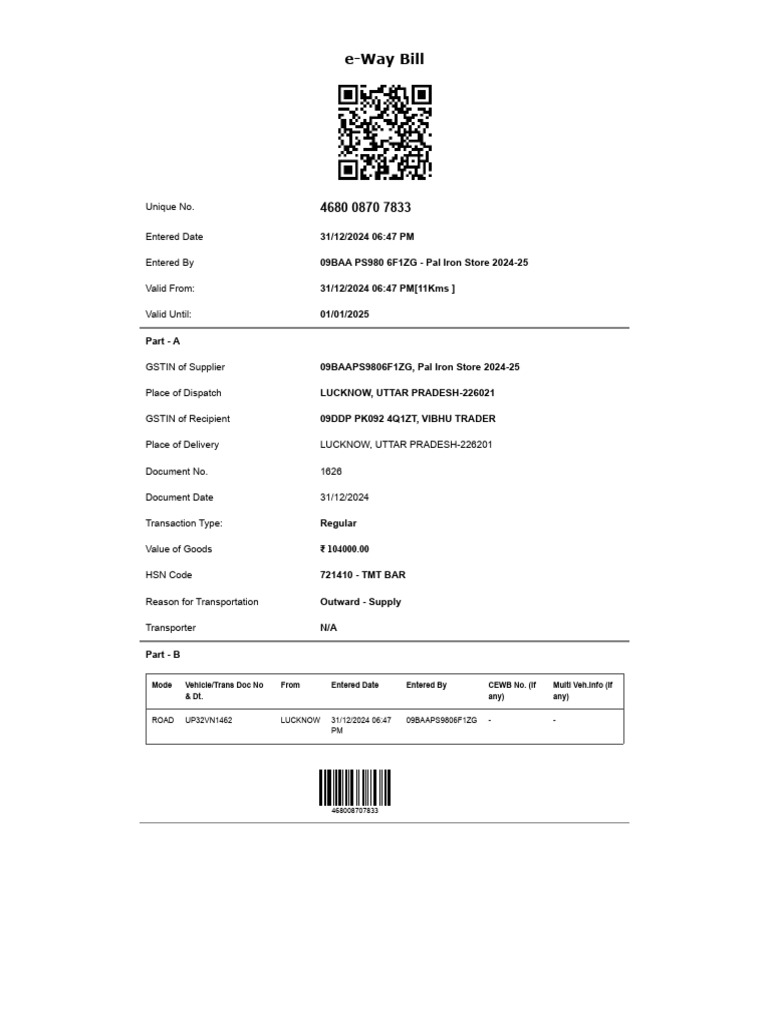 E-Way Vibhu TR | PDF