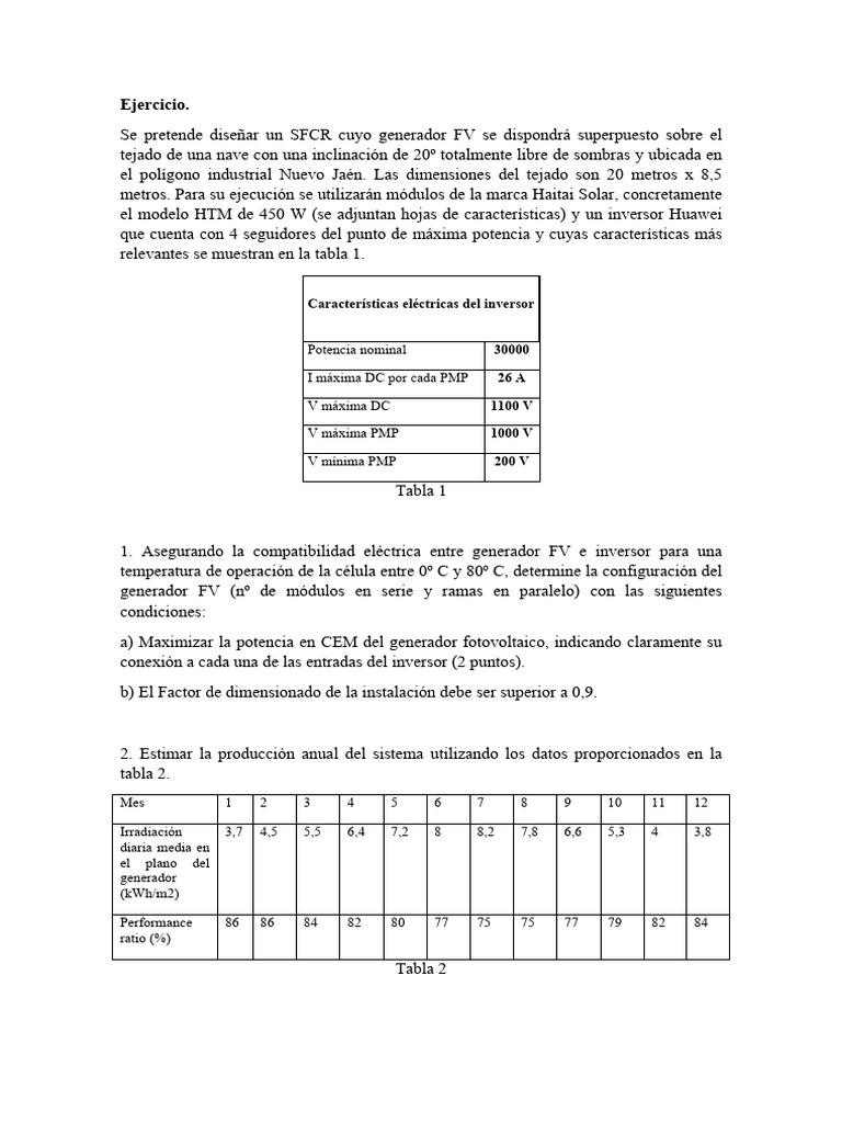 Ejercicio SFCR 4 | PDF | Solar Panel | Electricity