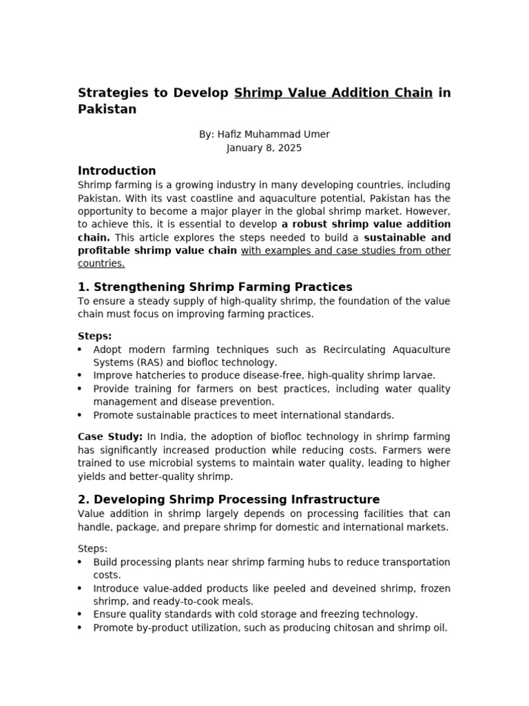 Enhancing Shrimp Value Chain in Pakistan | PDF | Agriculture | Aquaculture