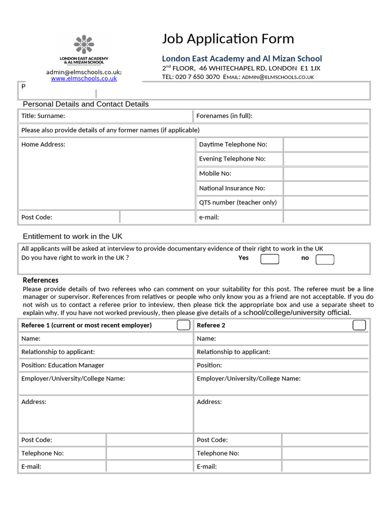 2024-25 Application Form LEA and Al Mizan School | PDF | Justice ...