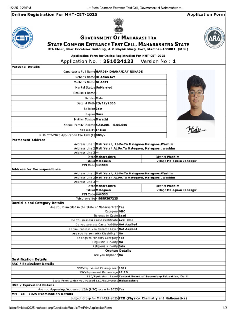 Cet Registration | PDF