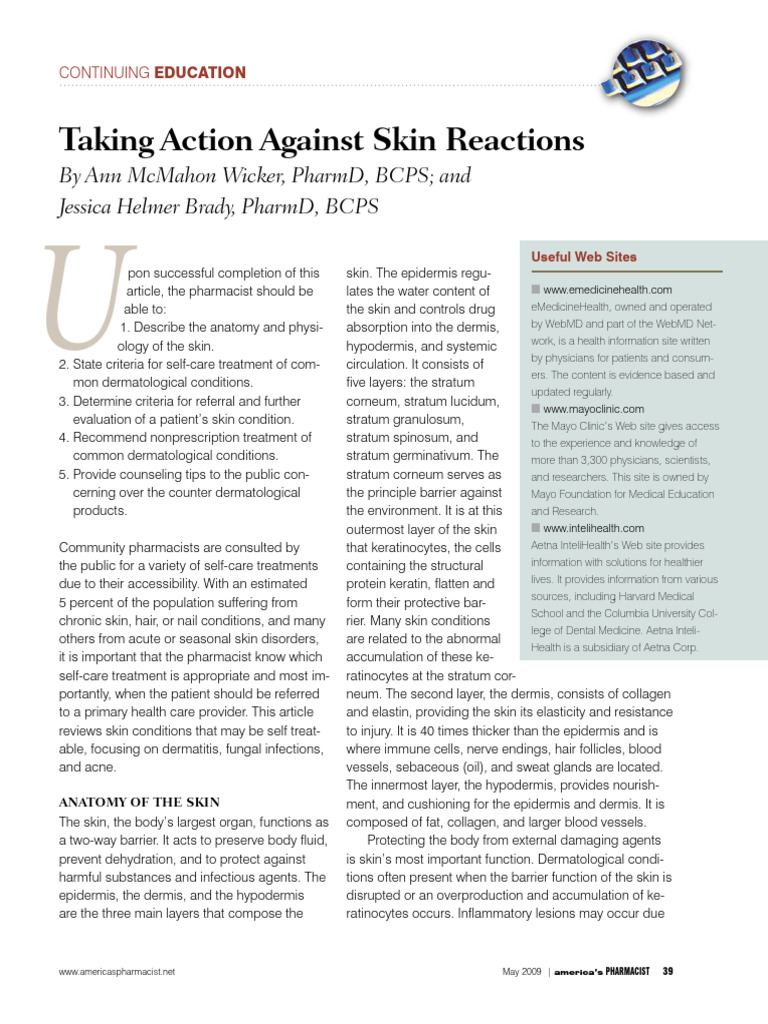 Taking Action Against Skin Reactions | PDF | Dermatitis | Topical ...