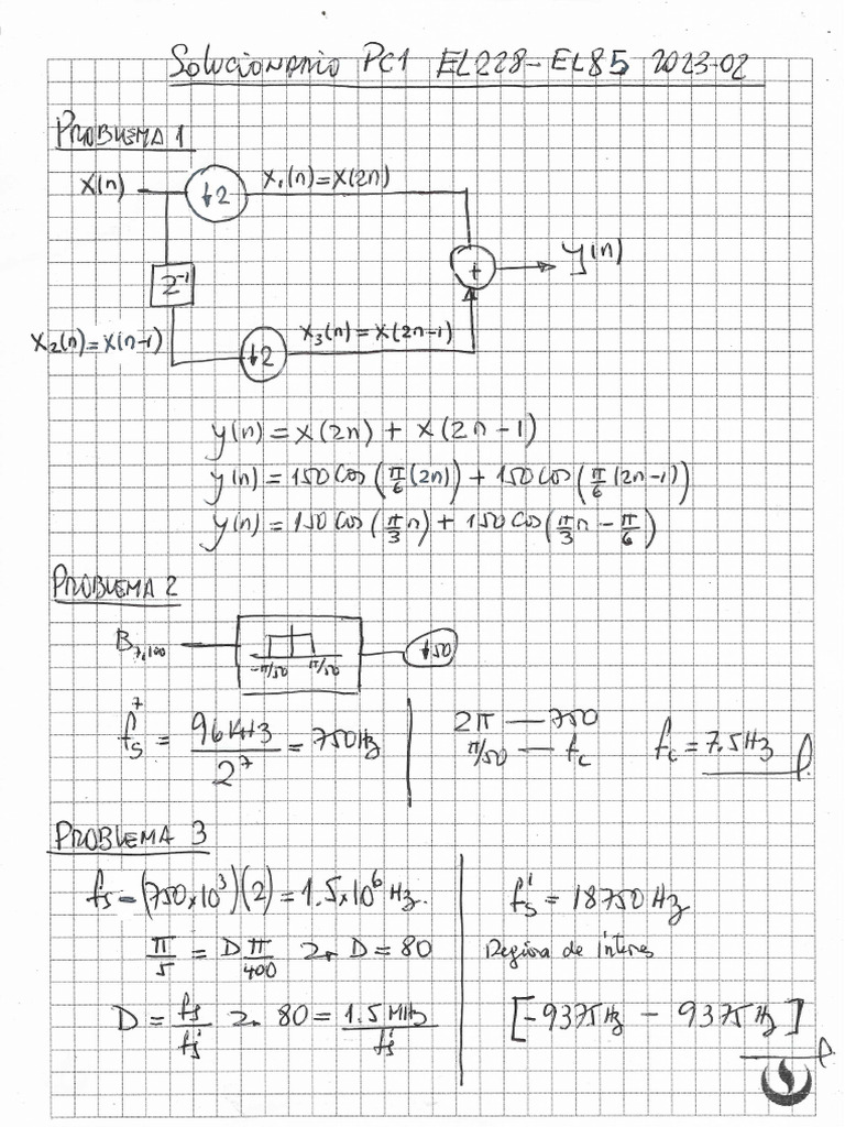 Solucionario PC1 EL228 EL85 2023 02 | PDF