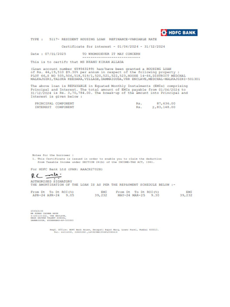 Hdfc 24 25 It Certificate Pdf