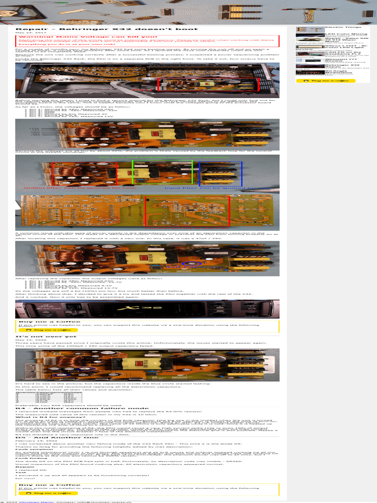 Repair - Behringer X32 Doesn't Boot - Electric Things | PDF | Capacitor ...