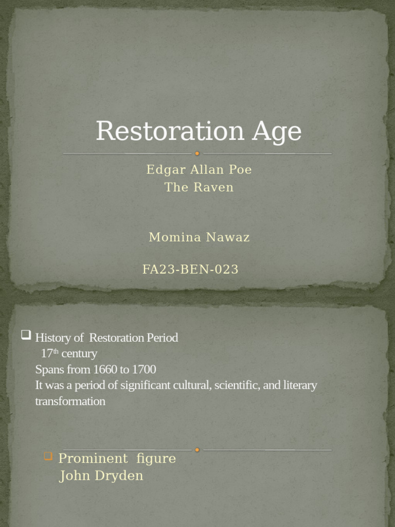 Restoration Age | PDF