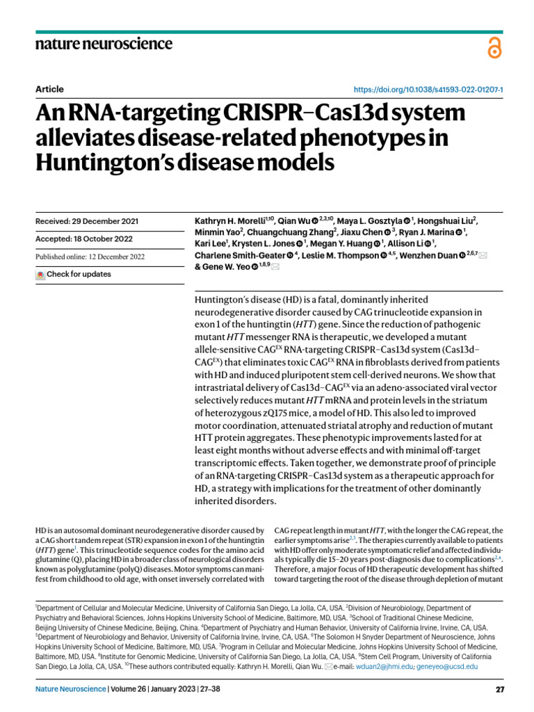 An RNA-targeting CRISPR-Cas13d System Alleviates Disease-Related ...