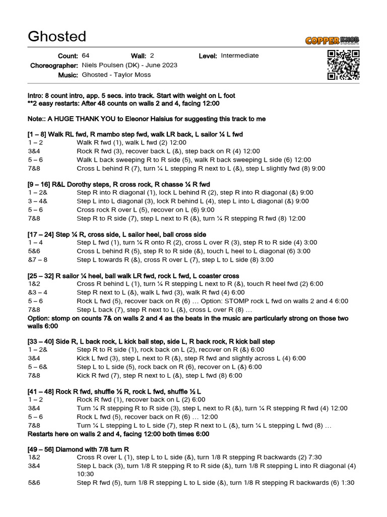 Ghosted Line Dance Step Sheet | PDF | Dances